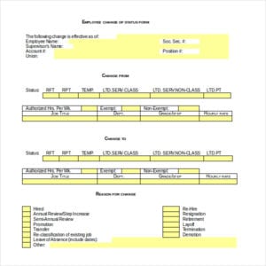 10+ Free Employee Status Change Forms Templates - Word Excel Templates